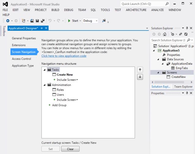 Reordering of a Navigation Group Using LightSwitch Visual Studio 2012